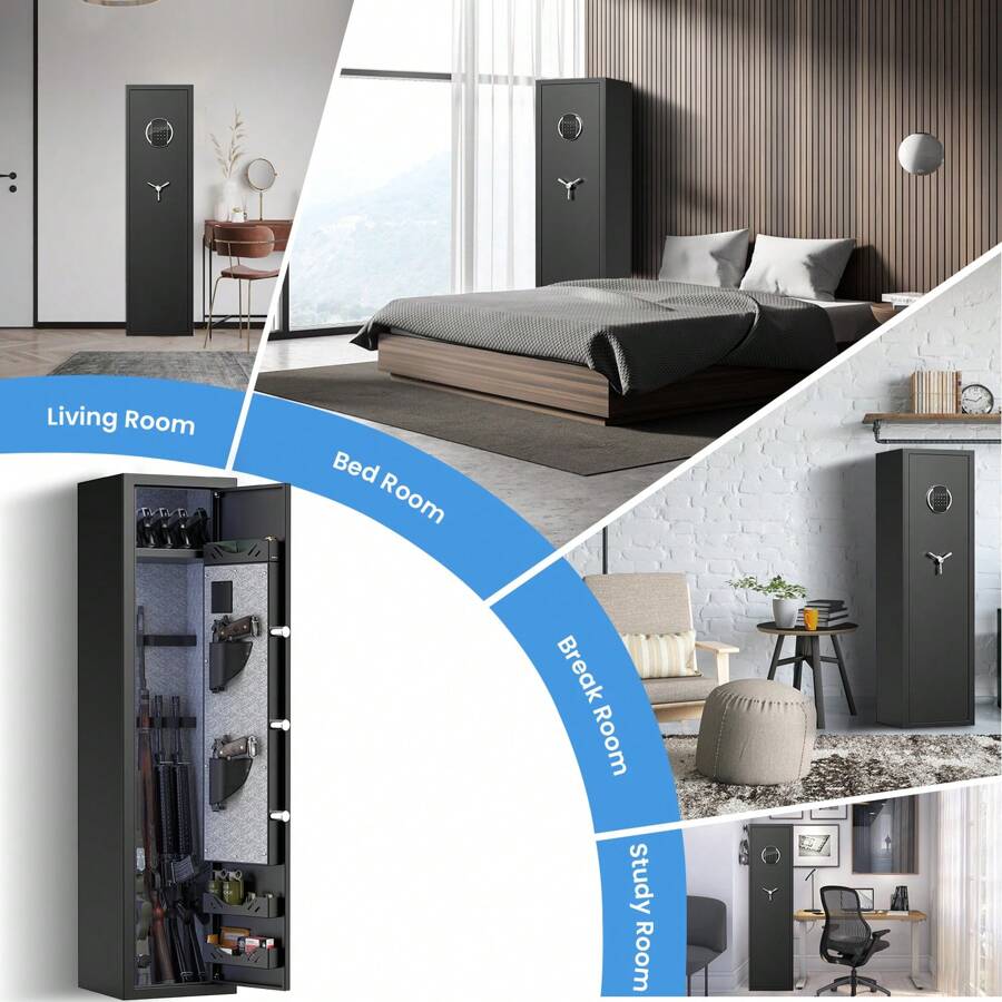 Kavey Rifle Safe, Electronic Quick Access 3-5 Gun Shotgun Cabinet For ...