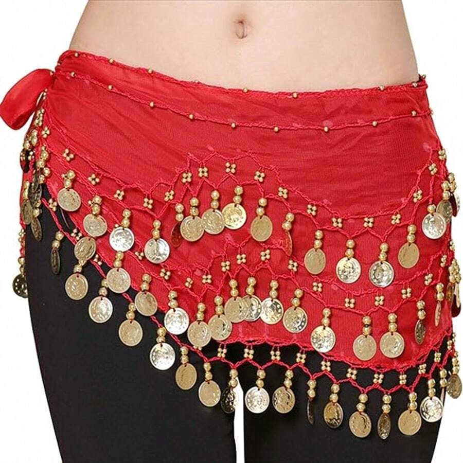 Belly Dance Skirt Hip Scarf With Gold Coins Belly Dancing Wrap Skirt ...