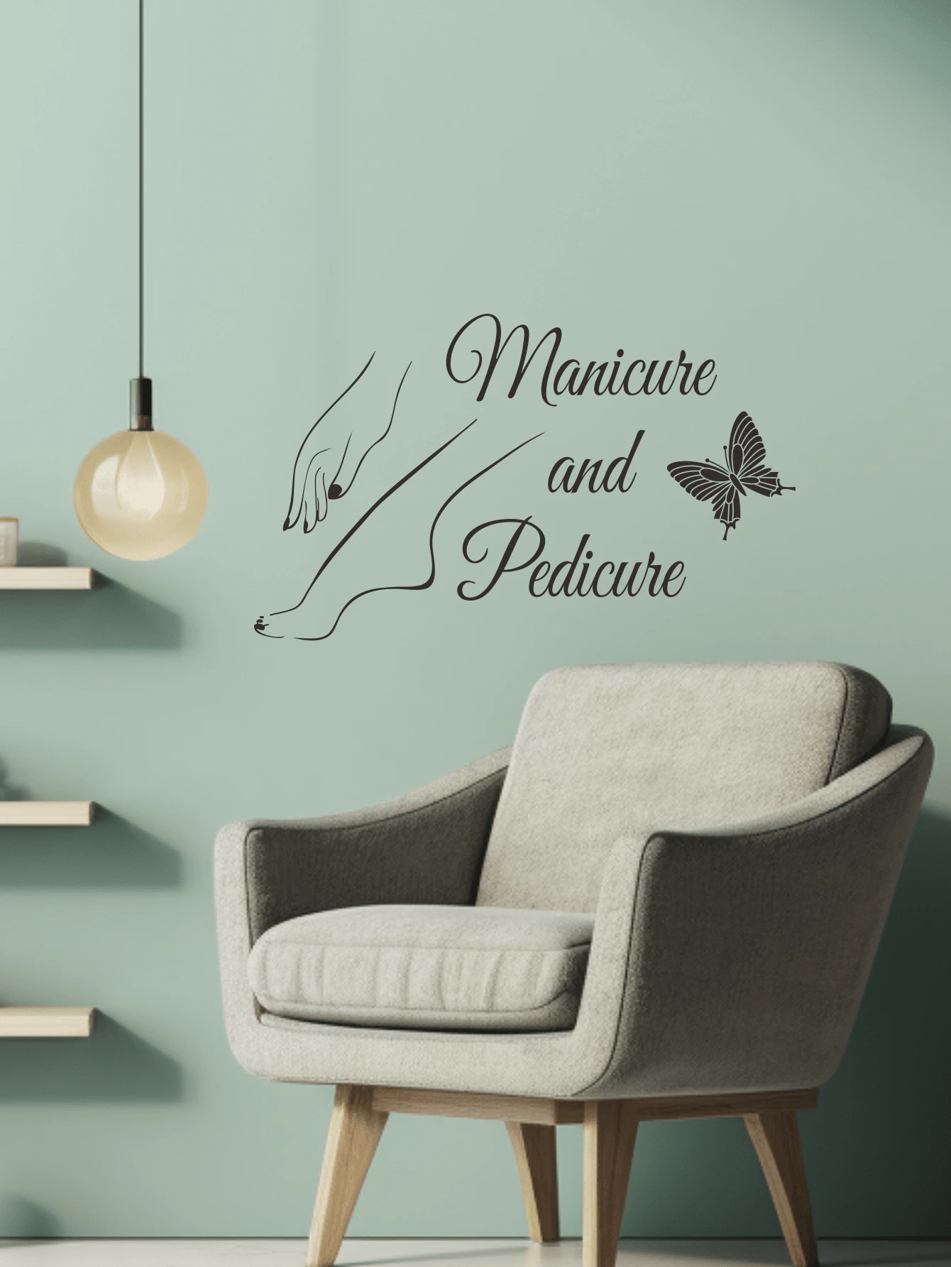 1pc Manicure And Pedicure Wall Decal Sticker | Hand And Foot Massage ...