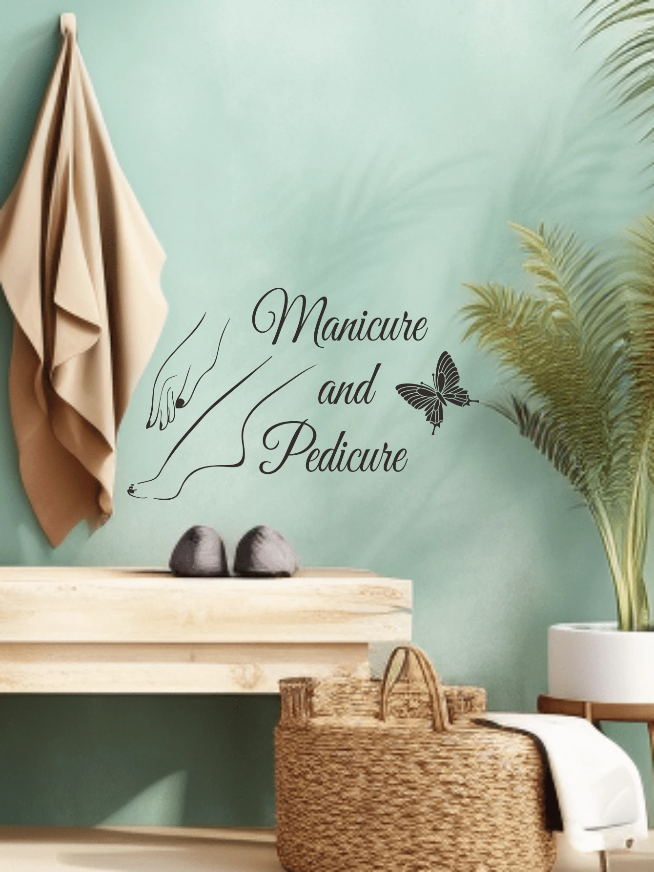 1pc Manicure And Pedicure Wall Decal Sticker | Hand And Foot Massage ...