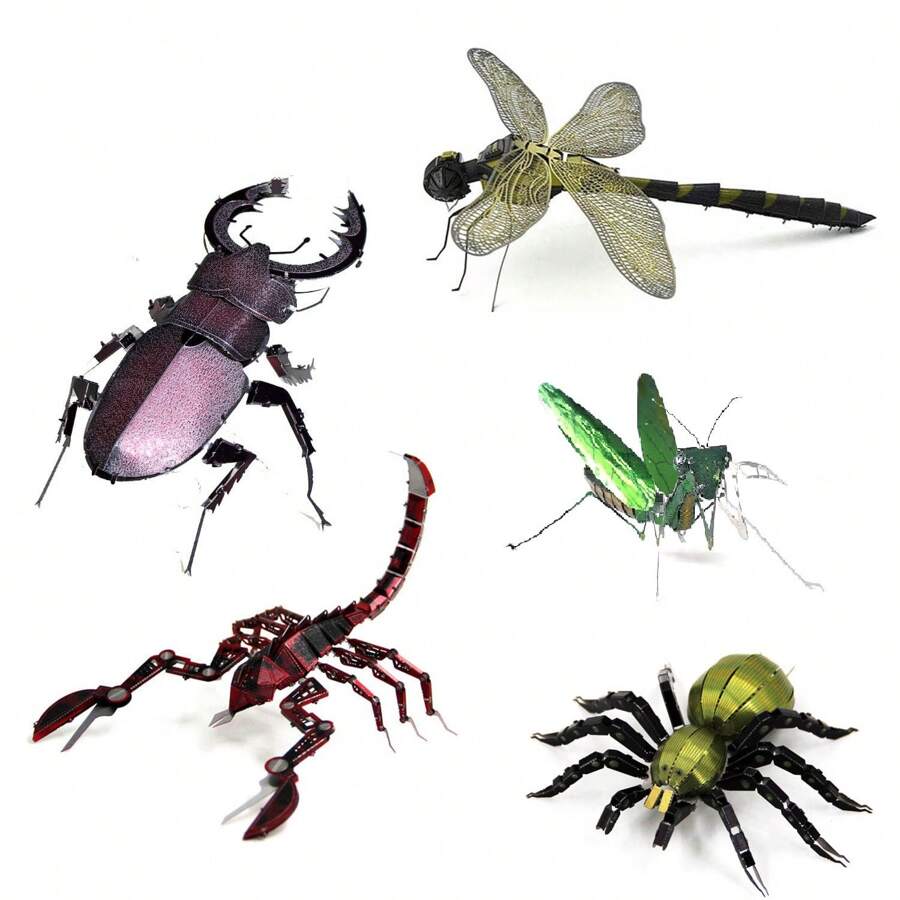 3D Metal Puzzle DIY Stainless Steel Buckle Insect Model Colorful ...