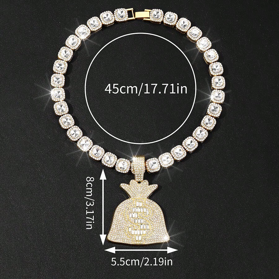 1pc European And American Men's Alloy Money Bag Pendant With Full ...