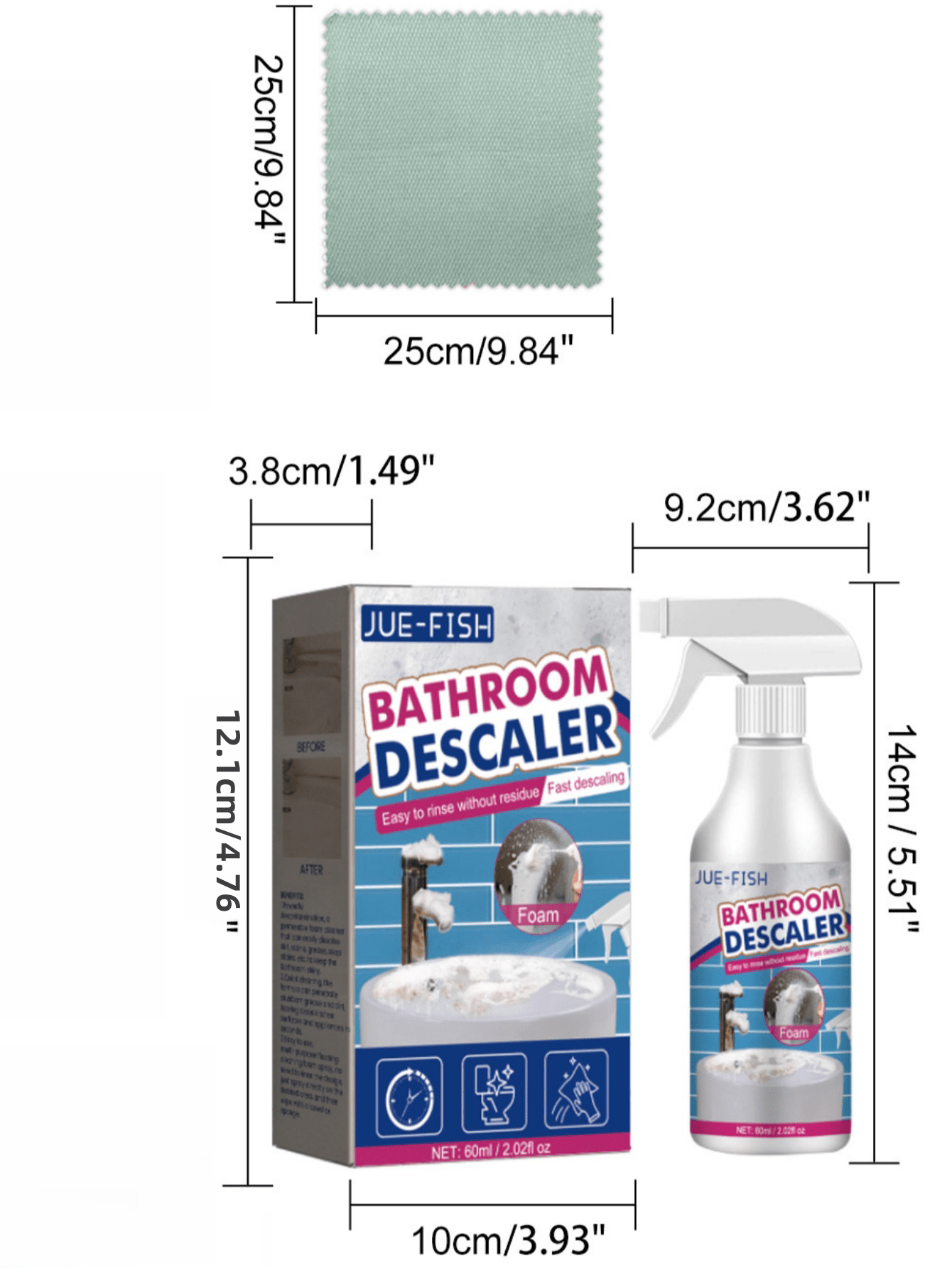 Jue Fish Bathroom Glass Wash Basin Cleaner, Shower Room Glass Scale ...