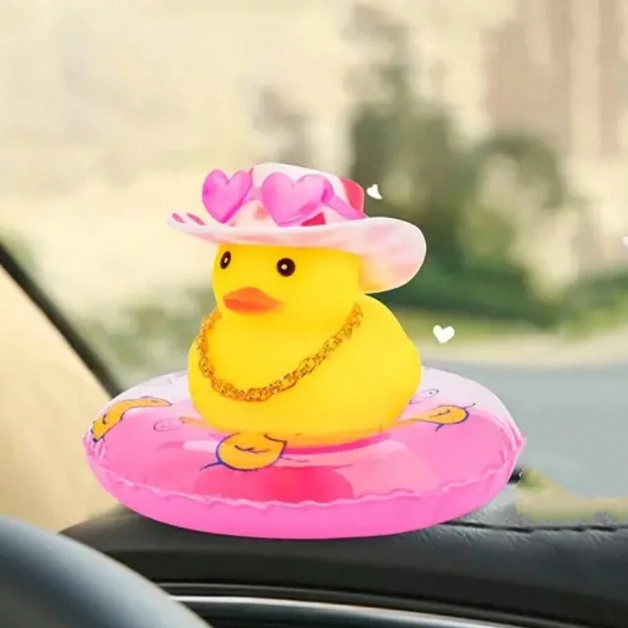 1pc Rubber Duck For Car- Yellow Duck Car Dashboard Decoration, Squeaky ...