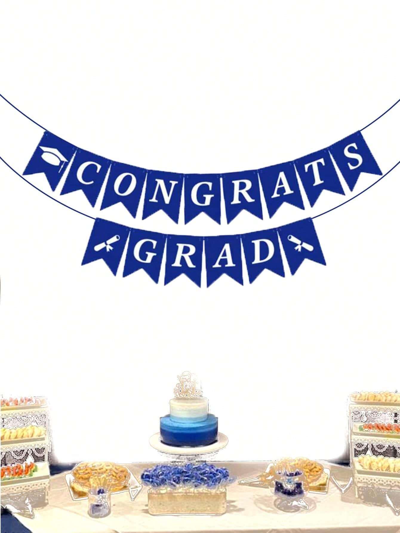 Graduation Banner, Congrats Grad Banner, Blue And White Graduation ...