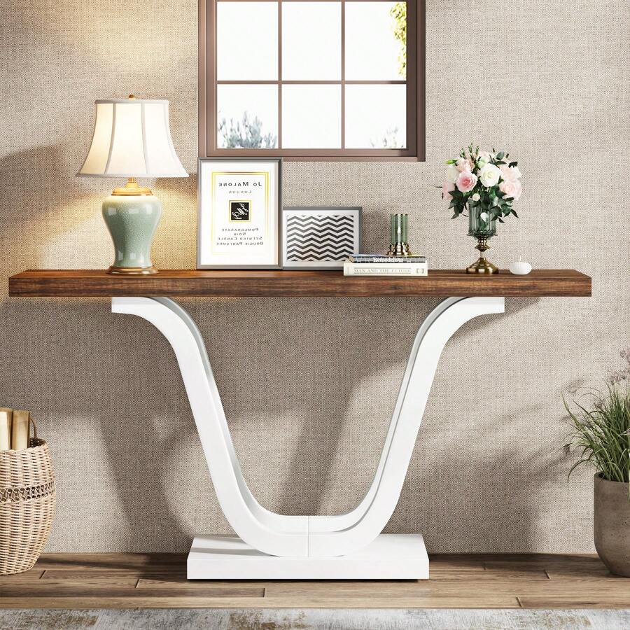 Tribesigns Farmhouse Console Table, 55 Inch Wood Sofa Table Entryway ...