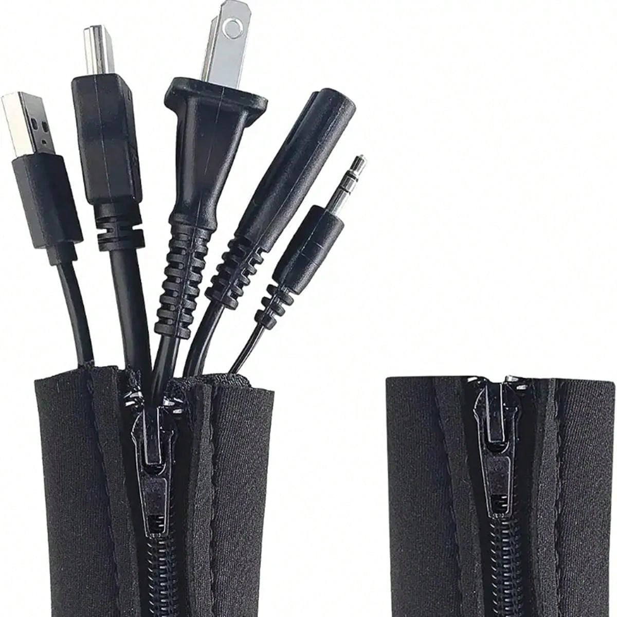 1PC Zipper Cable Sleeve By Wrap-It Storage Black - Cord Organizer And ...