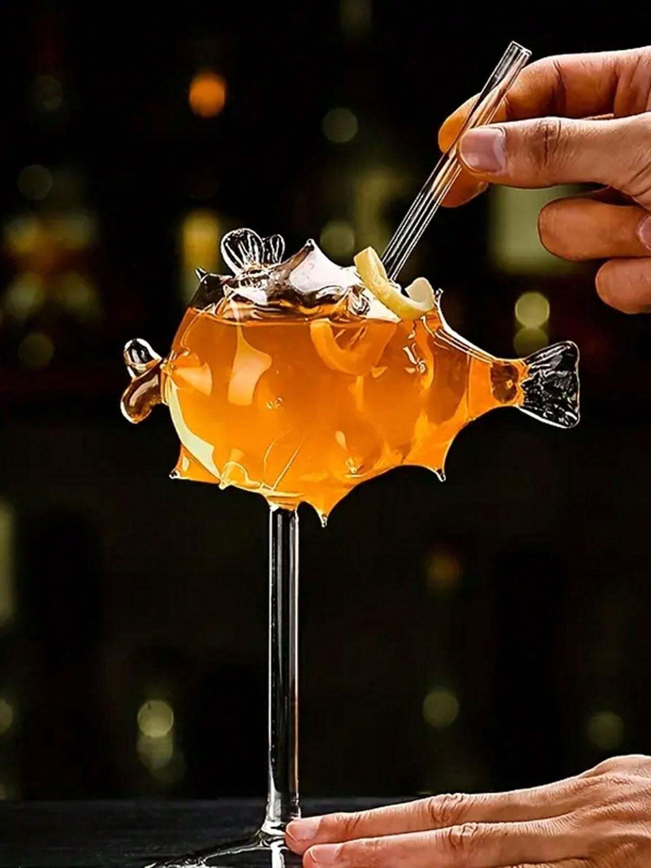 Creative Fish-Shaped Porcupine Puffer Glass Cocktail Cup With Spiked ...