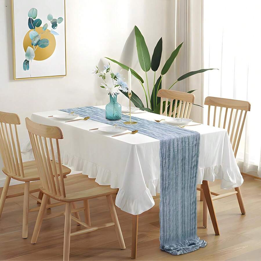1Pack/6packs Cheesecloth Table Runner Gauze Boho Rustic Dusty Blue ...