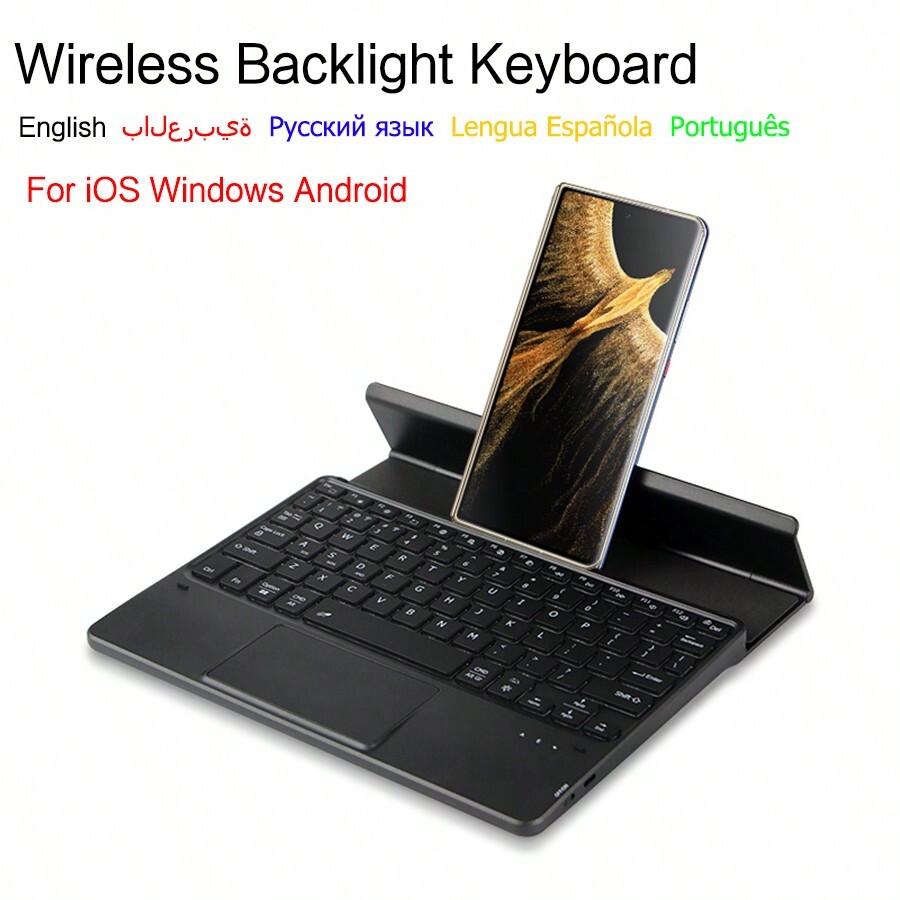 Backlit Keyboard With Stand, Wireless Bluetooth Touchpad Keyboard ...