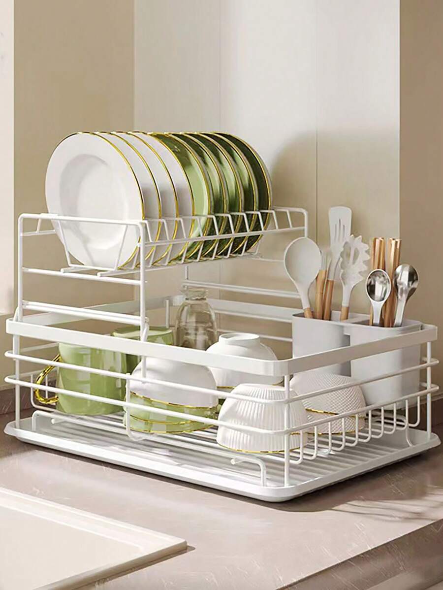 Kitchen Shelves Cutlery Storage Draining Dish Rack Draining Rack ...