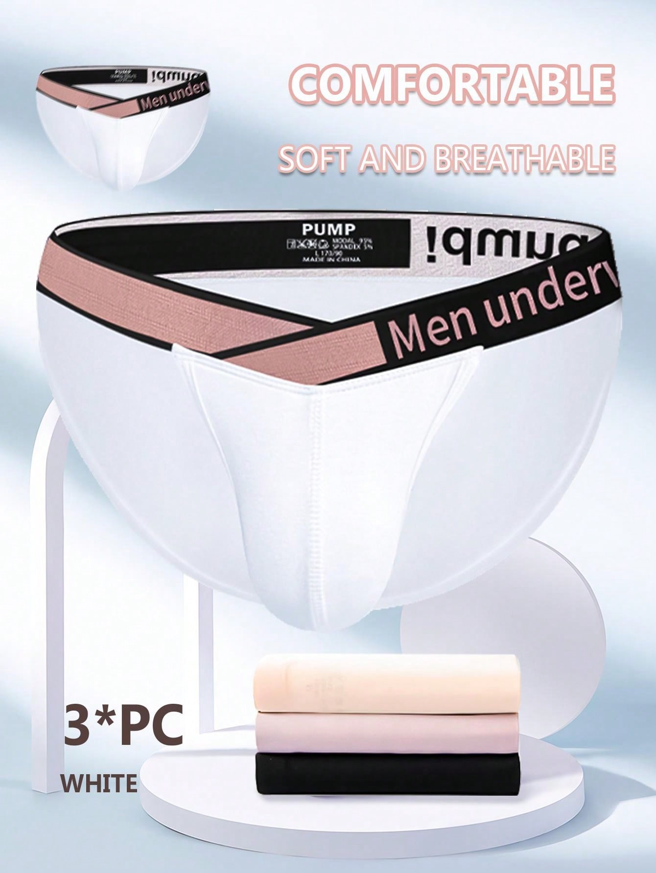 3pcs Men's Sexy Low Waist Bulge Pouch Breathable Triangle Briefs With ...