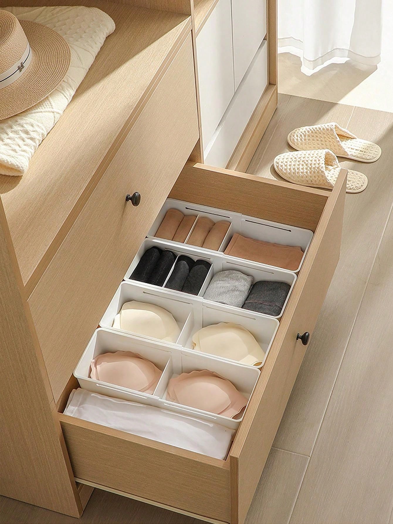 1pc Plastic Pull-Out Storage Box With Internal Drawer And Dividers For ...