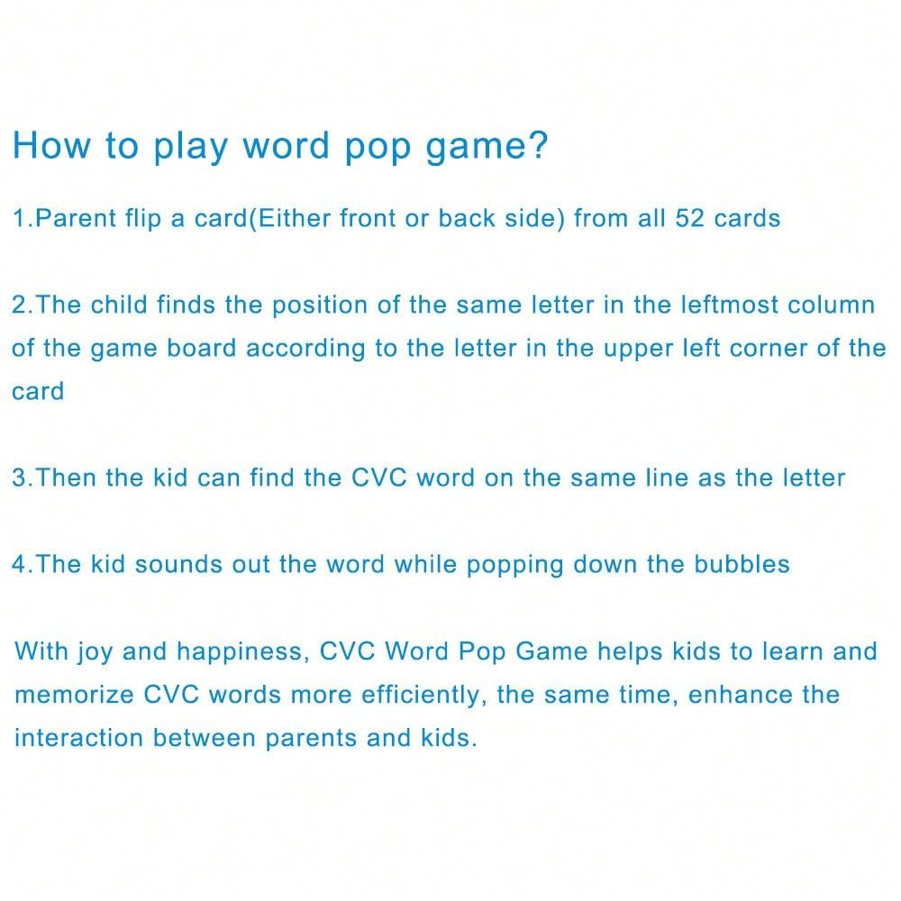 Word Pop CVC Words Games With Flashcards, Phonics Game Reading Writing Flash Cards Pop Fidget ...