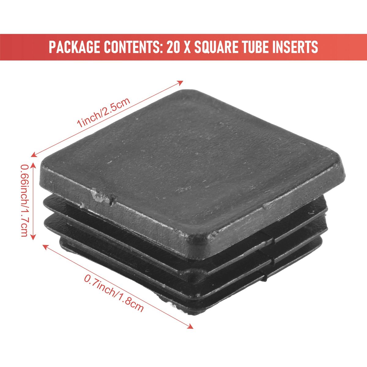 20 Pcs Plastic Square Blanking End Caps Tube Inserts 25mm X 25mm ...