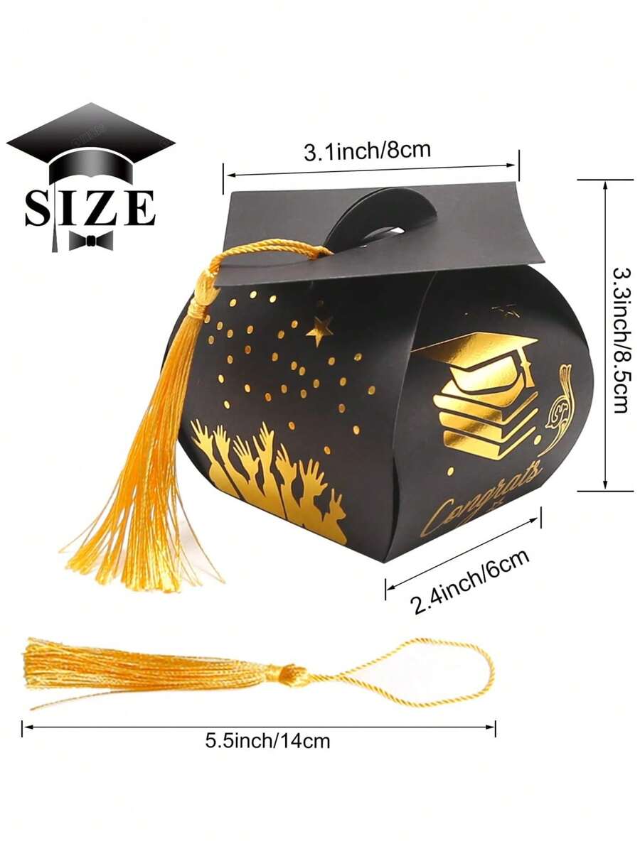 10/20Pcs Graduation Candy Box Bachelor Hat Shape Gift Packing Boxes Bag ...
