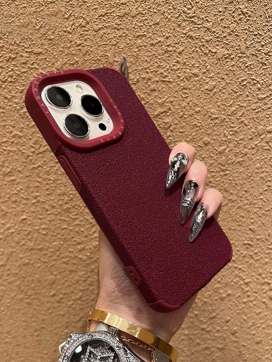 Red Apple Burgundy Minimalist Leather Moon Shape Phone Case Compatible ...