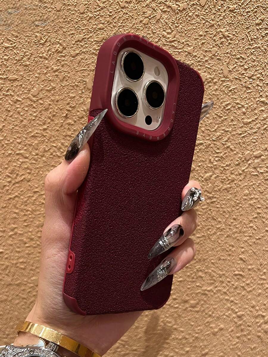 Red Apple Burgundy Minimalist Leather Moon Shape Phone Case Compatible ...