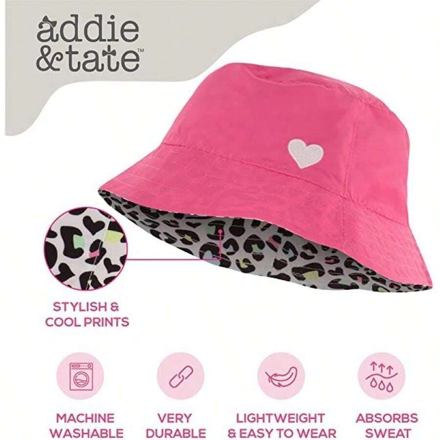 Girls Reversible Bucket Hat, Packable Fun & Cool Beach Sun Bucket Hat ...