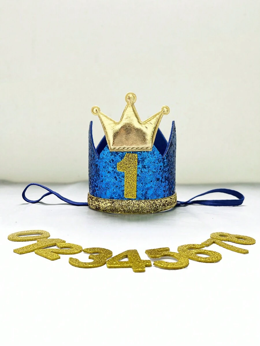 Set de corona de cumpleaños que incluye una corona azul con una corona ...