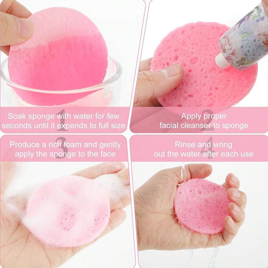 20-Count Compressed Facial Sponges, Natural Cosmetic Spa Sponges For ...
