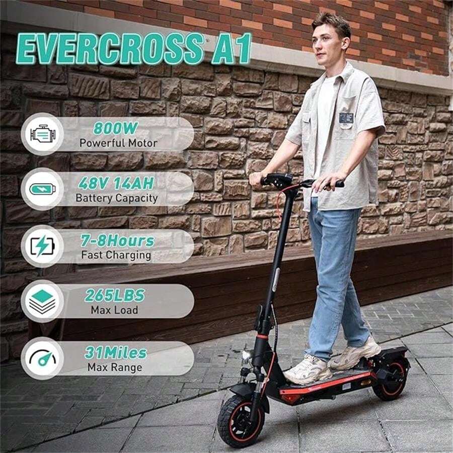 EVERCROSS Electric Scooter, 10'' Honeycomb Solid Tires, Max 31 Miles ...