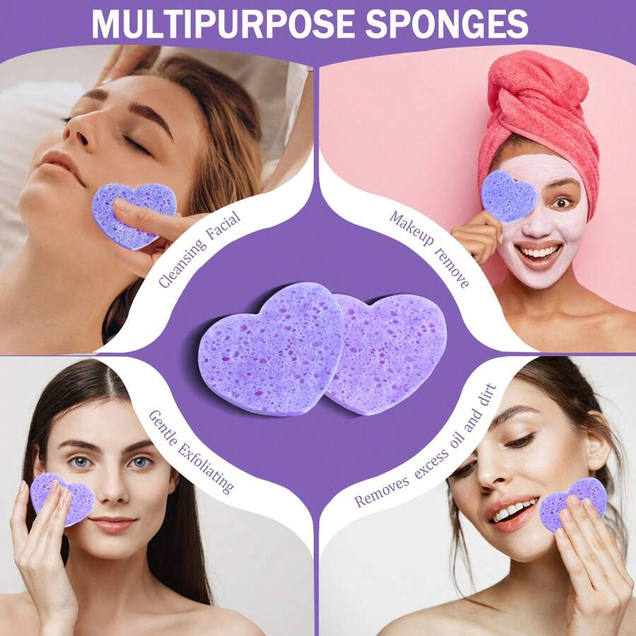 50 Compressed Face Sponge Natural Face Exfoliator Disposable Face ...