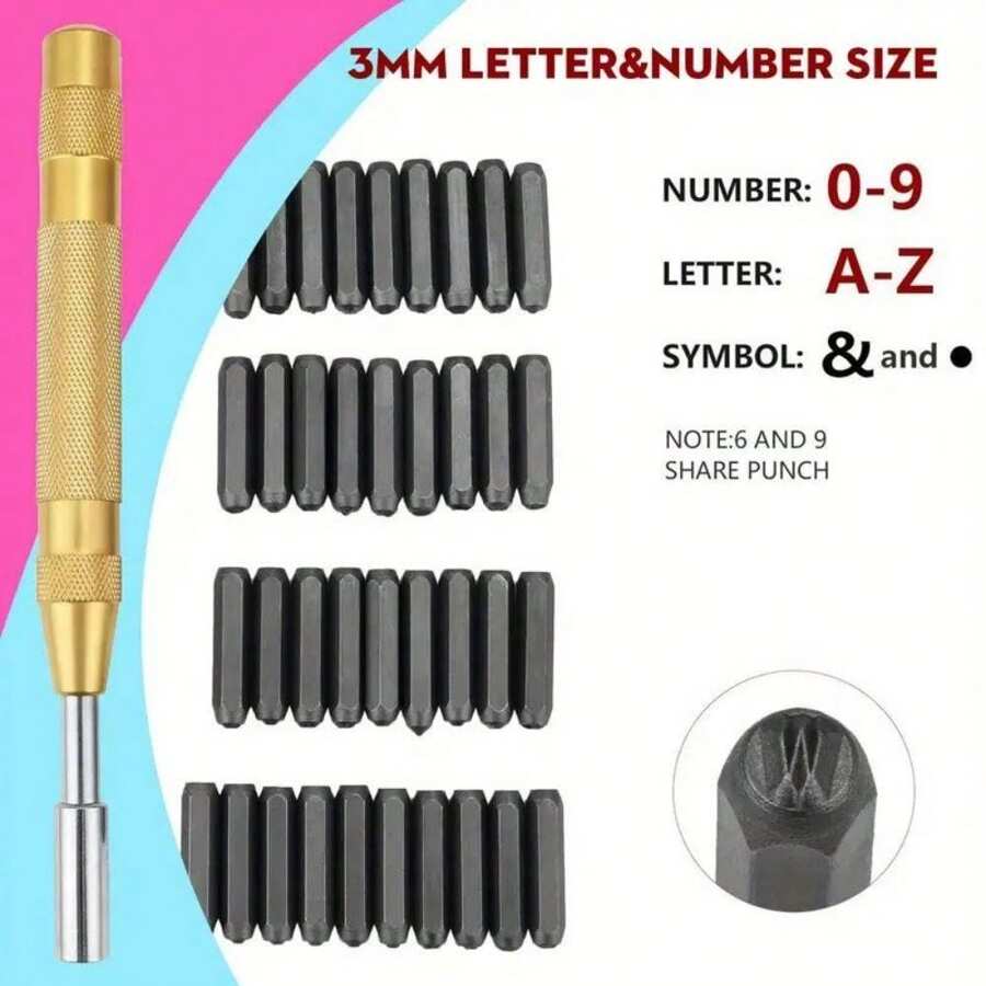 Hobbyworker 38PCS 3mm Auto Punching Tool Steel Metal Number Capital ...