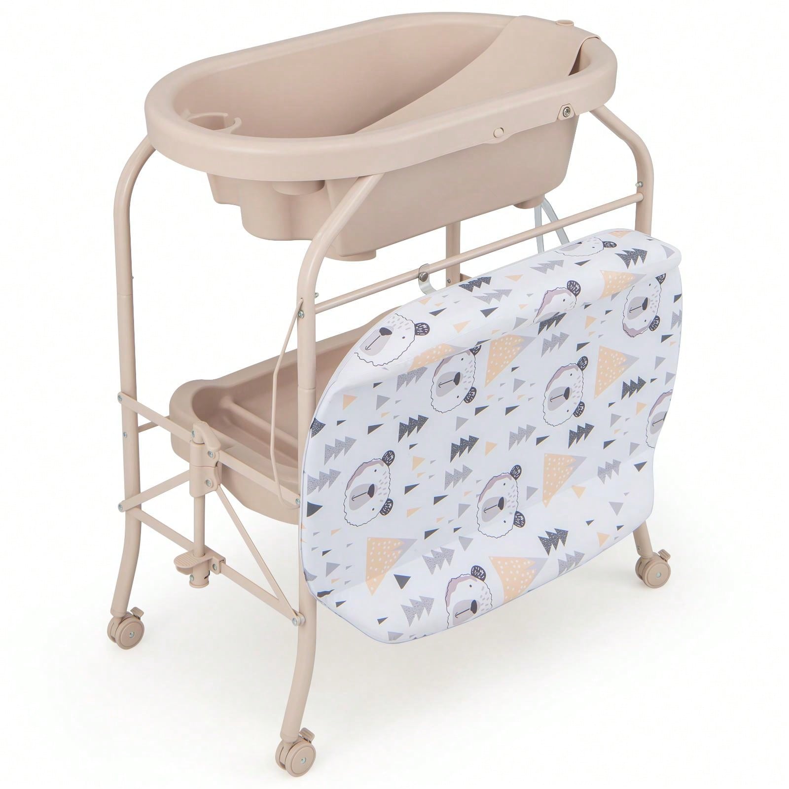 Folding Baby Changing Table With Bathtub, Portable Newborn Bath Table ...