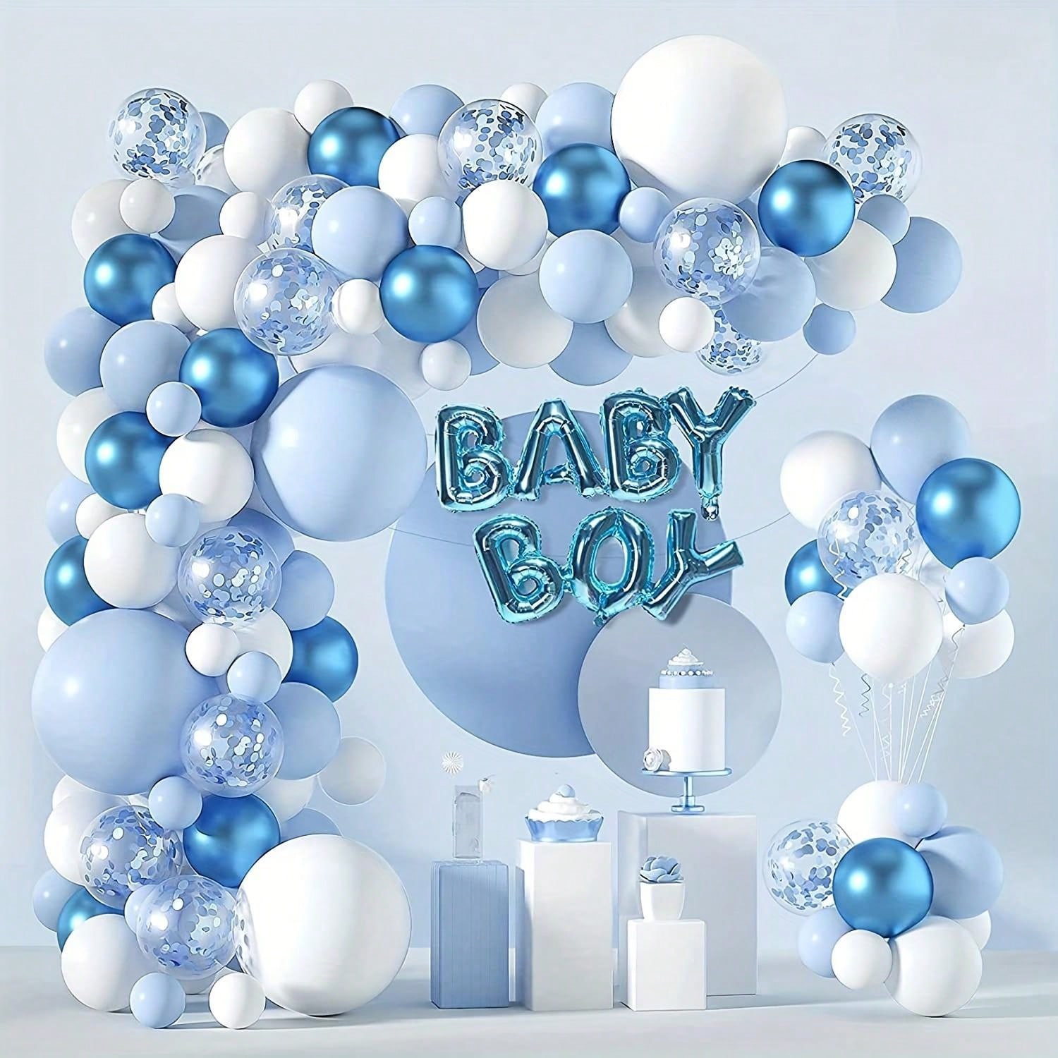 110 Pcs Blue White Balloon Arch Garland Kit - Baby Boy Balloons Arch ...