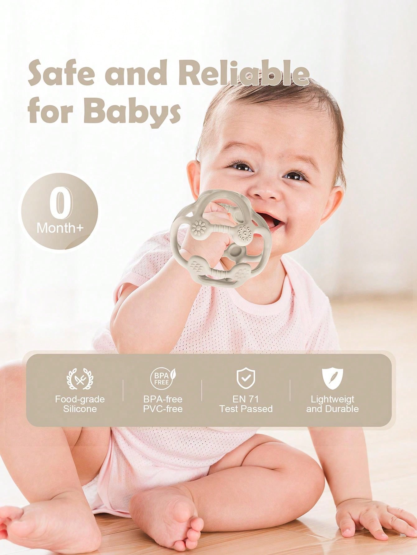 1pc Baby Teether Ball Toy, Silicone Soft Ball Easy To Hold Teething For ...