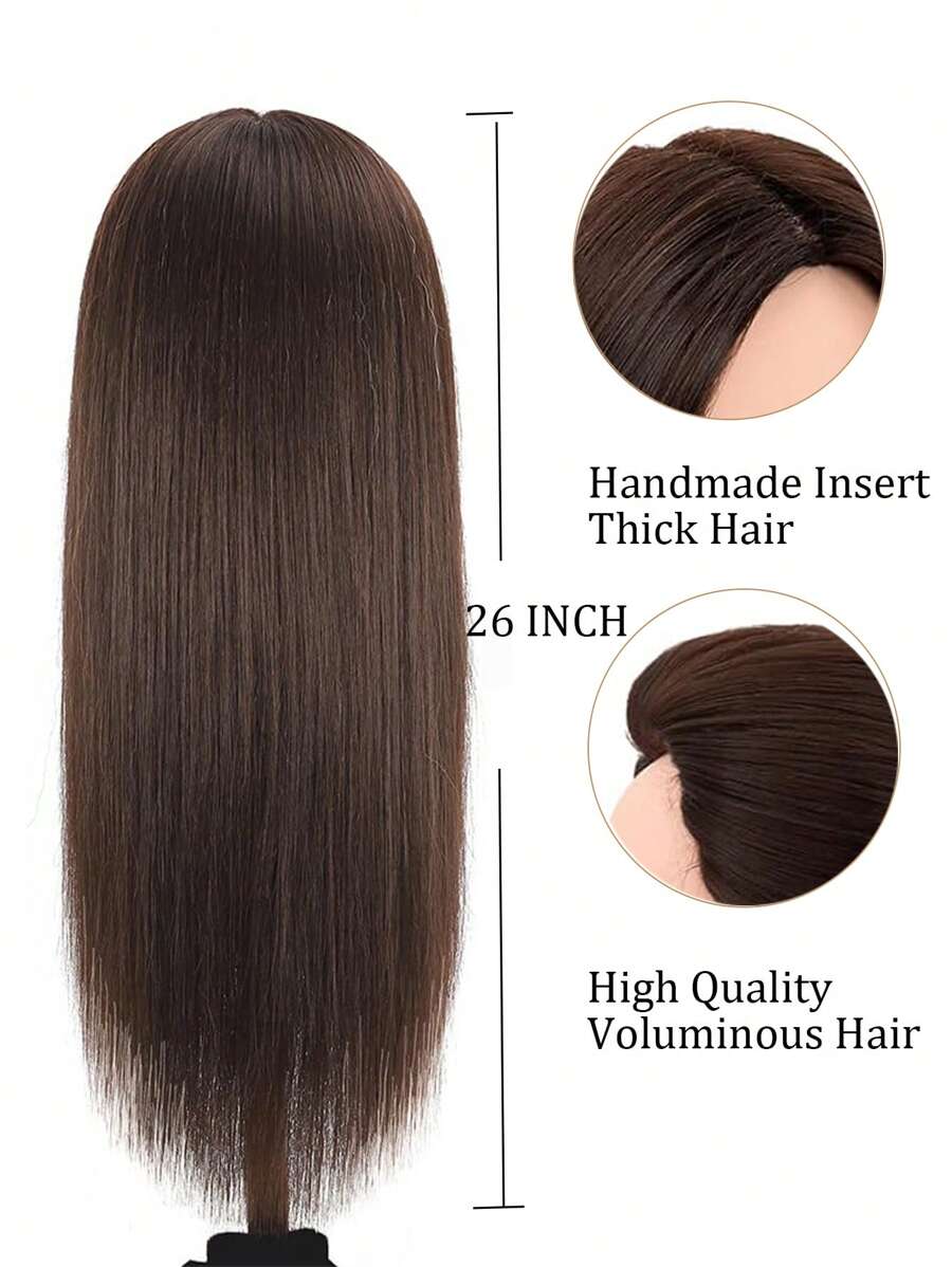 رأس مانيكان بشعر بني وتصفيف شعر ممشط إلى الخلف مقاس 26 بوصة ، رأس ...