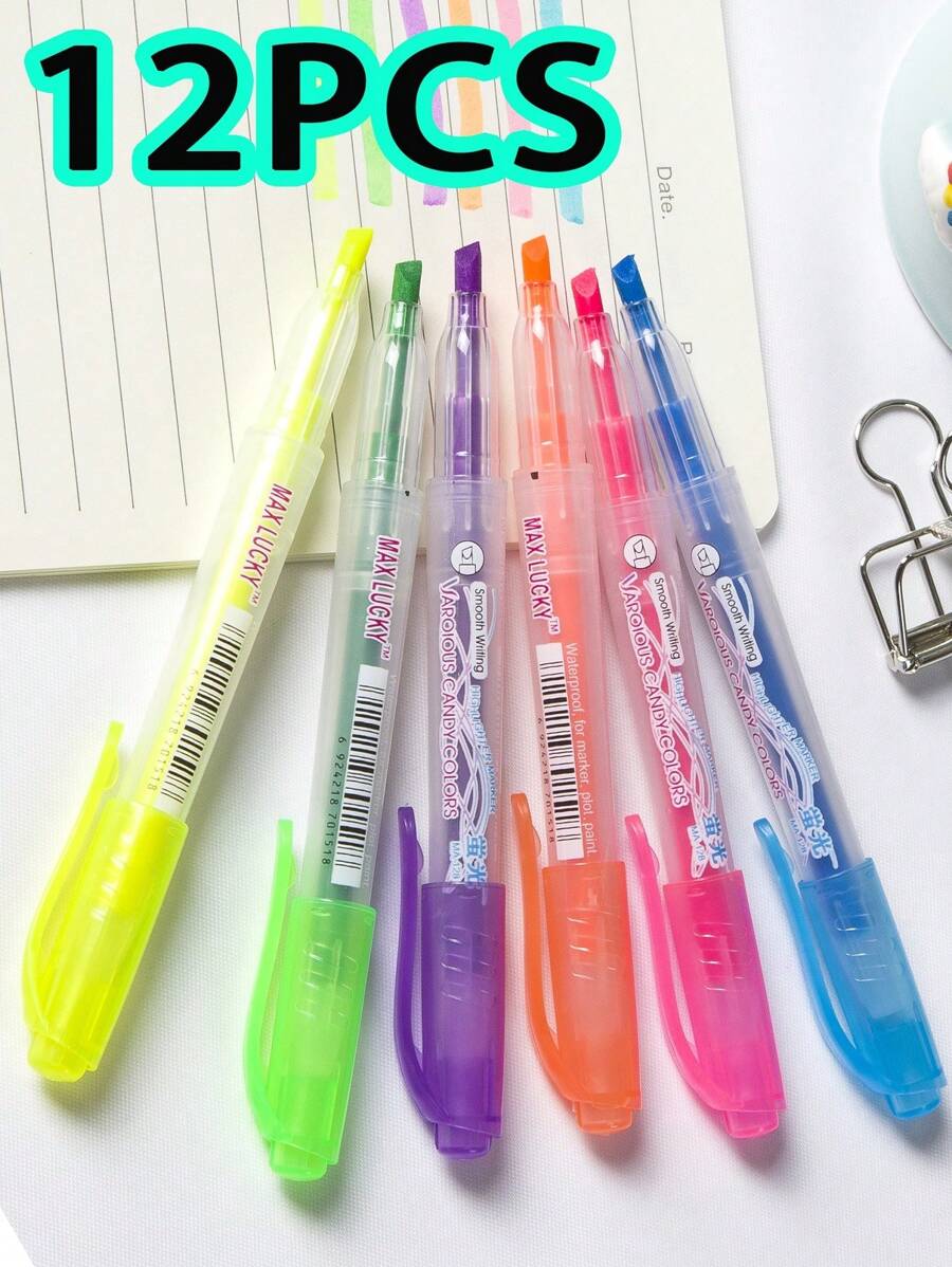 12pcs Highlighter Pens Marking Pens Writing Pens For Memo Point ...