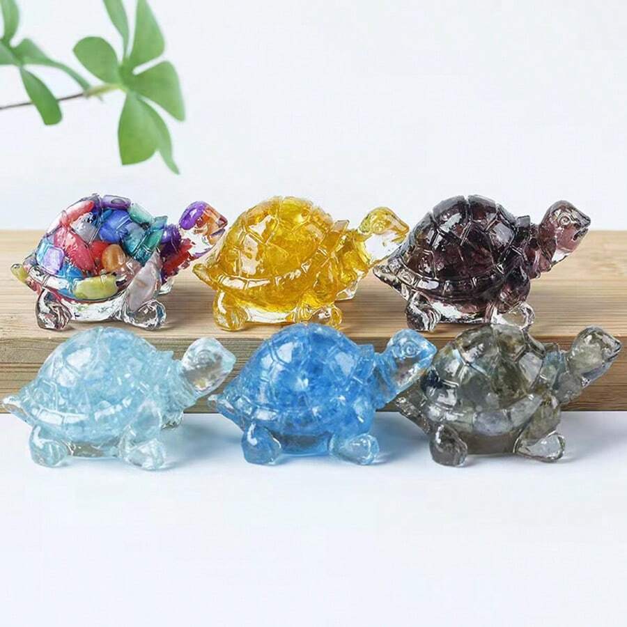 Natural Stone Crystal Resin Turtle Figurines Loose Gemstones Assorted ...
