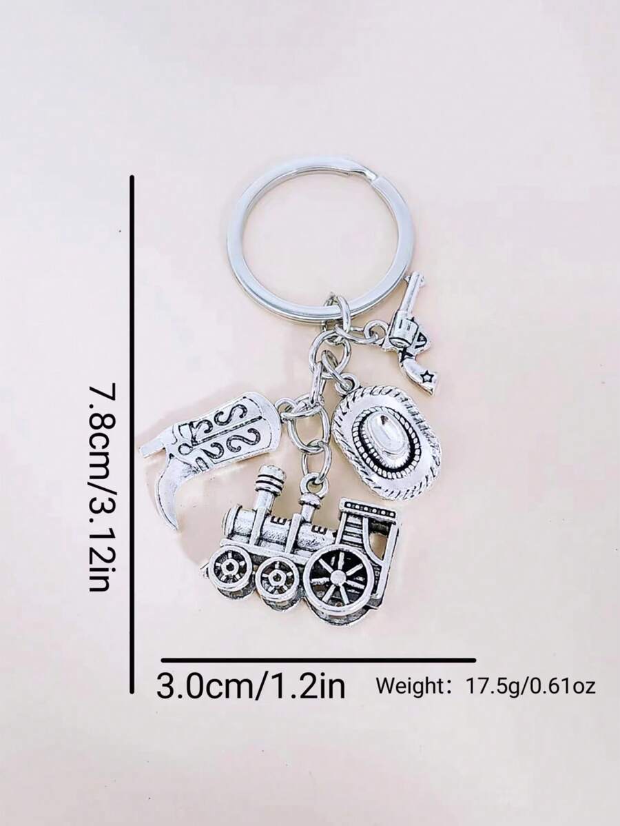 Vintage Western Style Keychain With Train Engine Cowboy Hat, Boot ...