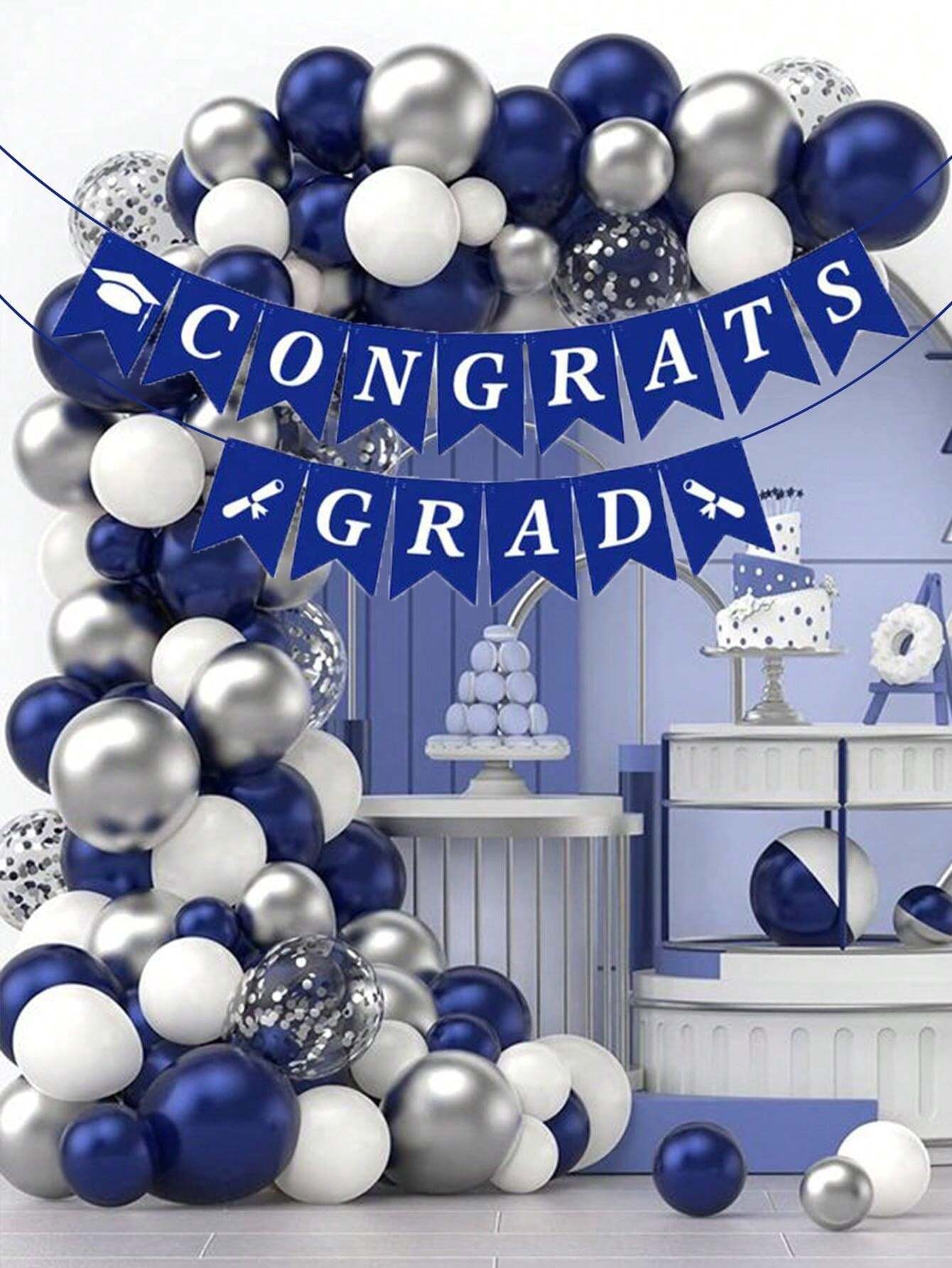 Graduation Banner, Congrats Grad Banner, Blue And White Graduation ...