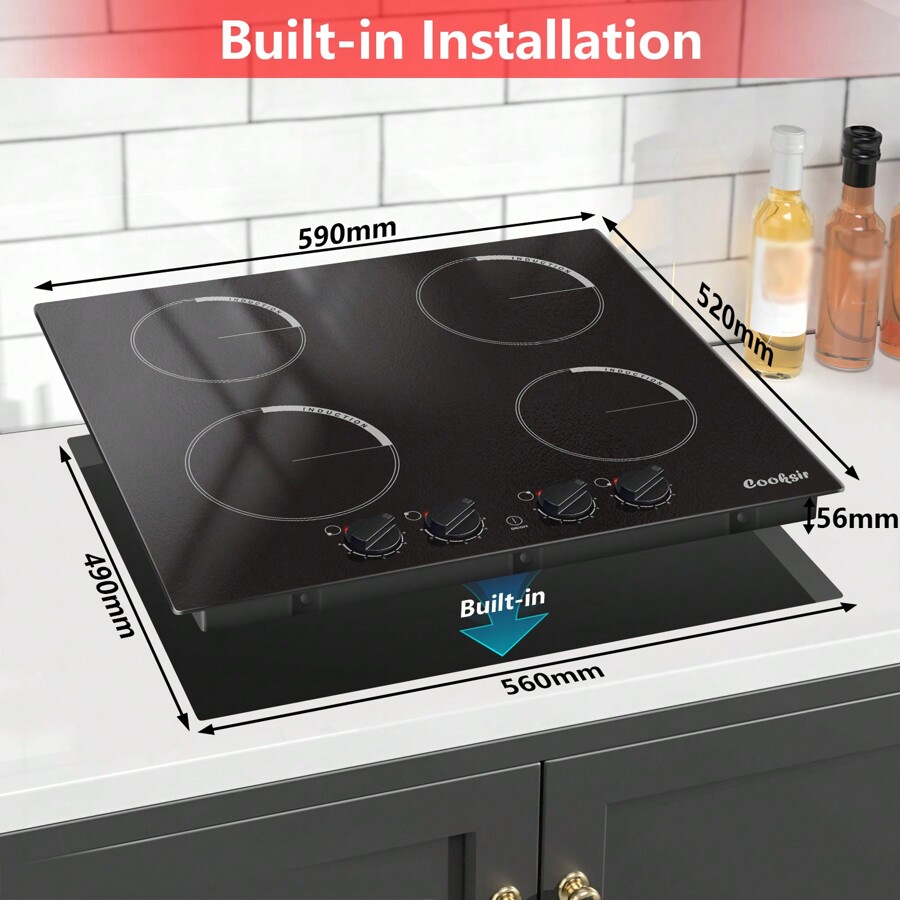 Cooksir Induction Hob 4 Zone, 7000W, Electric Hob 59cm Built-In Hob ...