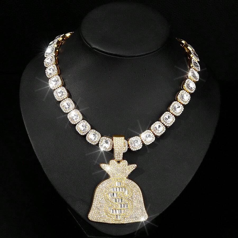 1pc European And American Men's Alloy Money Bag Pendant With Full ...