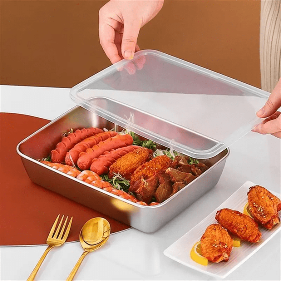 1pc Stainless Steel Food Prep Plate For Picnic & Bbq & Hot Pot ...
