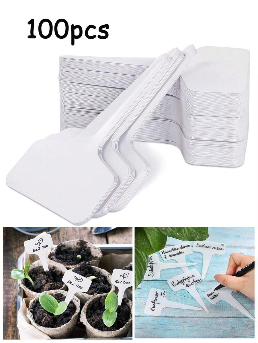 100pcs T-Type Plant Labels,Waterproof Plastic Plant Name Tags For ...