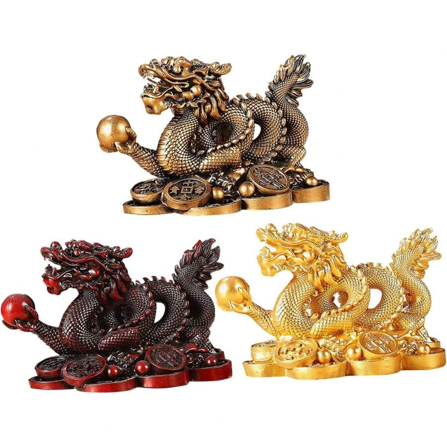 1pc Chinese Dragon Statue Resin Chinese Dragon Figurine Chinese Feng ...