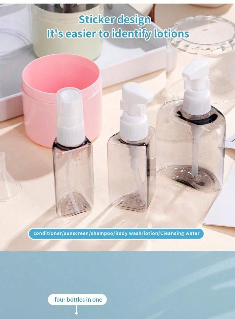 New Travel Bottle Set, 3-In-1 Mini Refillable Spray Bottle Pressing ...