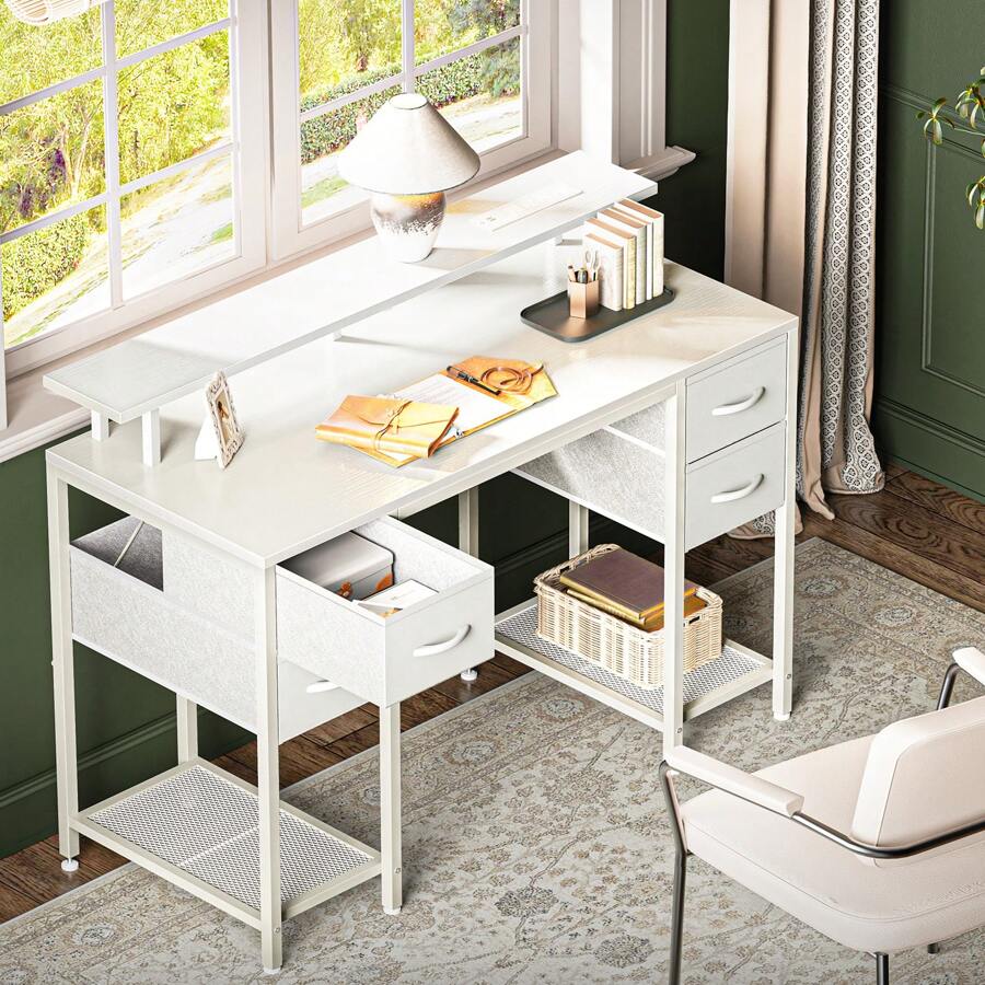 Huuger 47 Inch Computer Desk With 4 Drawers, Gaming Desk With LED ...