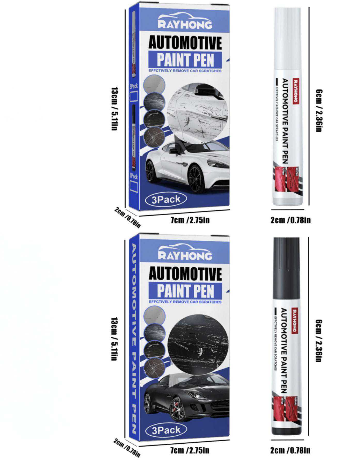 Rayhong Automotive Paint Touch Up Pen, Scratch & Scuff Remover, Paint ...