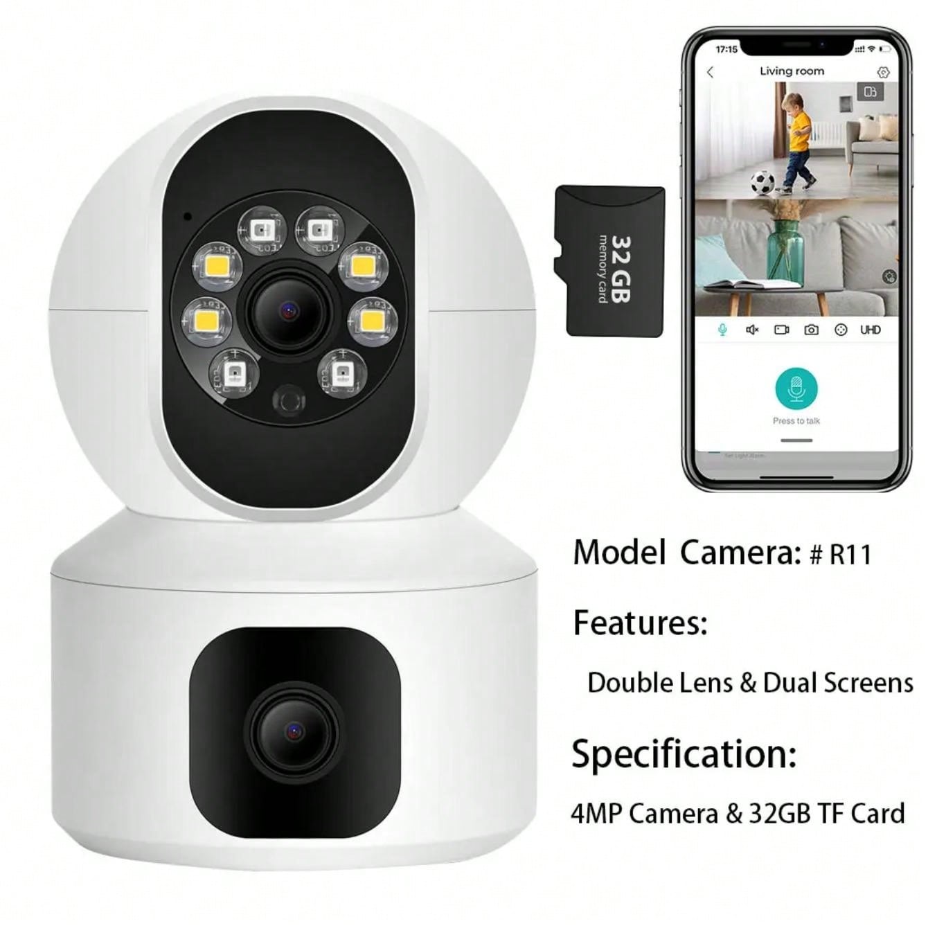 HD Wireless WiFi Camera With Dual Screens Baby Monitor Night Vision ...