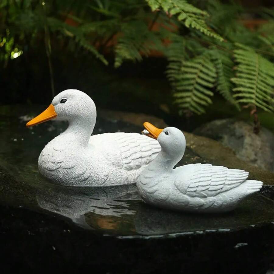 1pc Realistic Floating Duck Garden Statue Decorations For Home Small ...