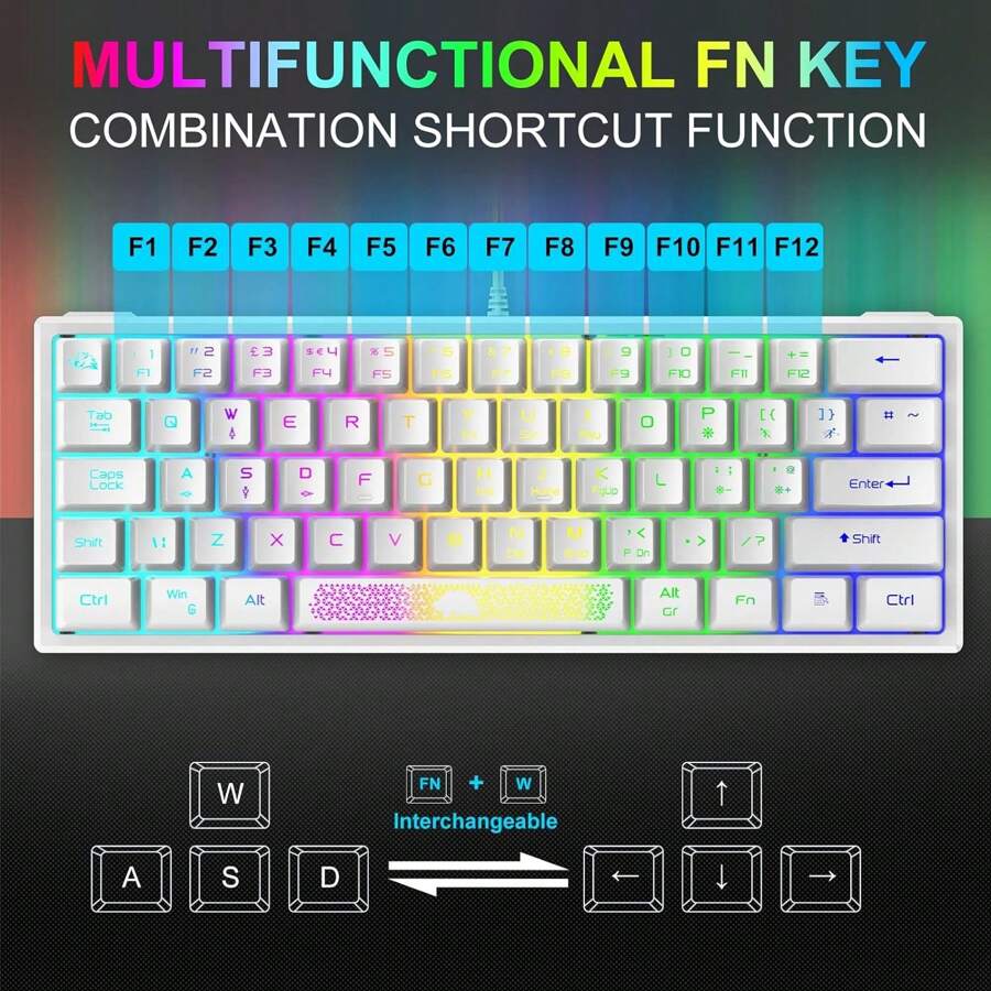 Felicon 60 Gaming Keyboard Honeycomb Mouse And Rgb Headset Comboith