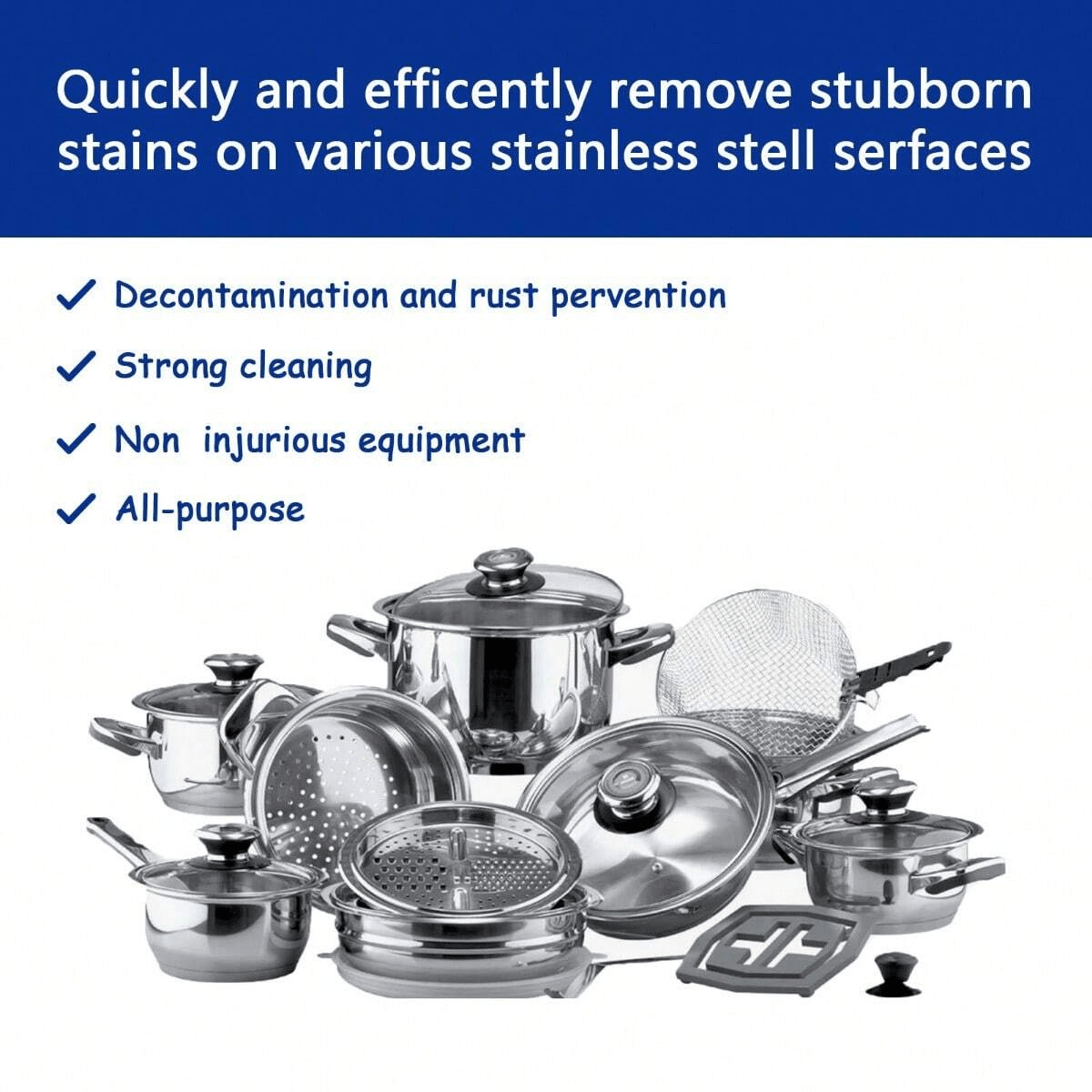 Stainless Steel Cleaning Paste, Kitchen Utensil Cleaner To Remove ...