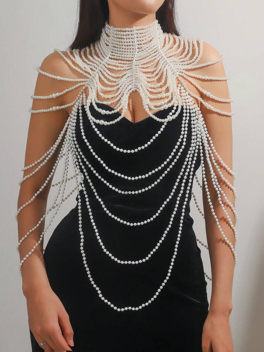 One White Faux Pearl Body Chain For Women, Perfect For Weddings ...