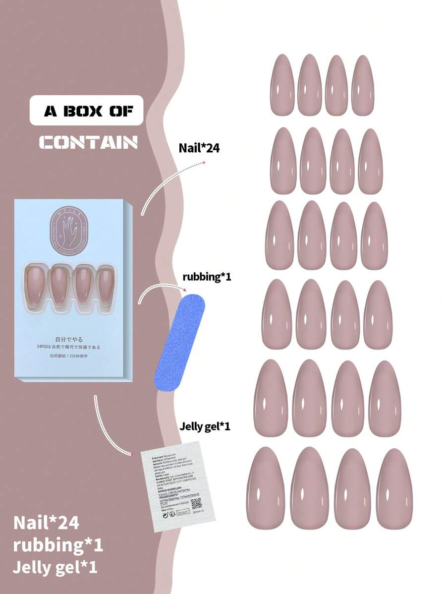 Get Charm 24pcs Medium Long Almond Shape Nail Tips In Solid Color Red ...